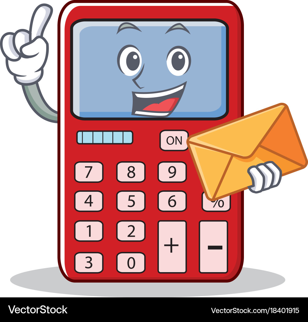 With envelope cute calculator character cartoon Vector Image