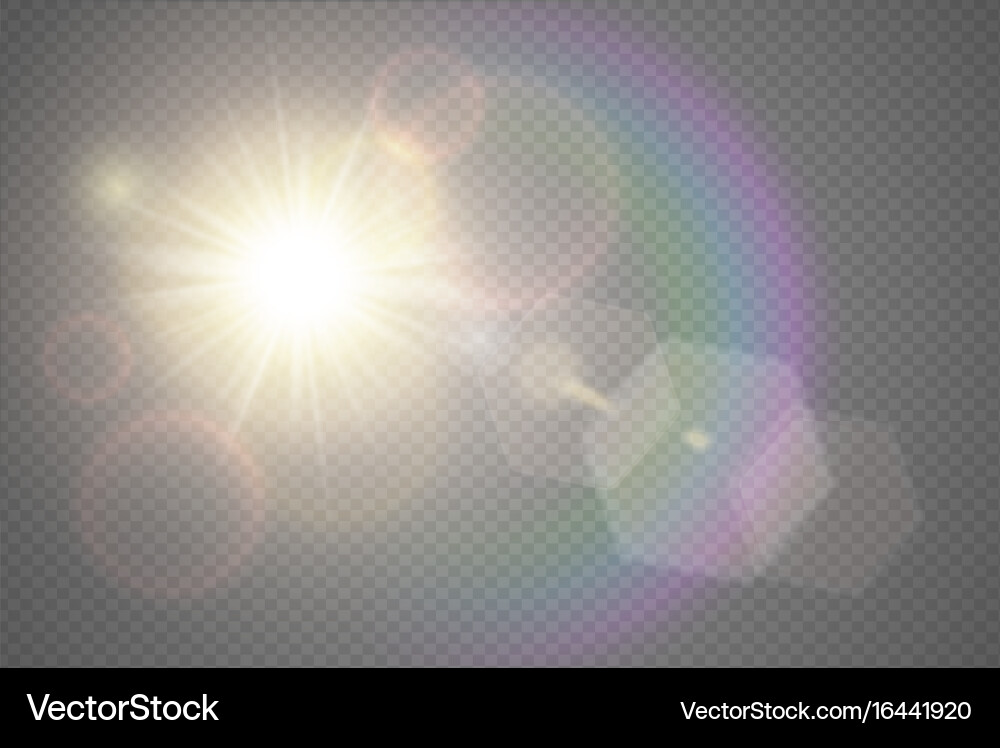Abstract golden front sun lens flare translucent Vector Image
