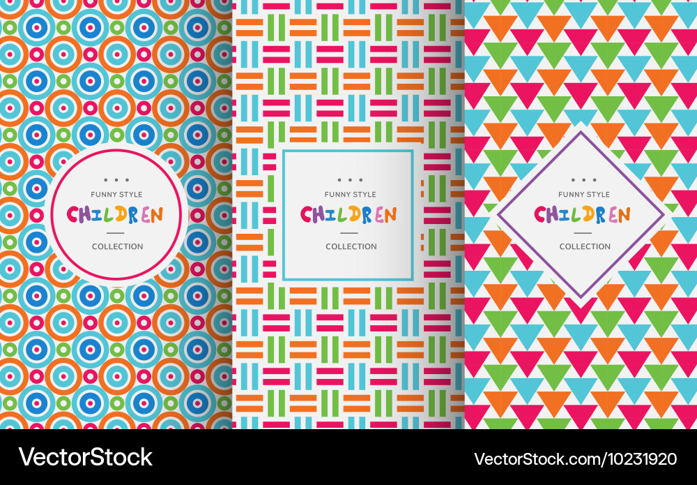 Bright colorful seamless patterns for baby style Vector Image