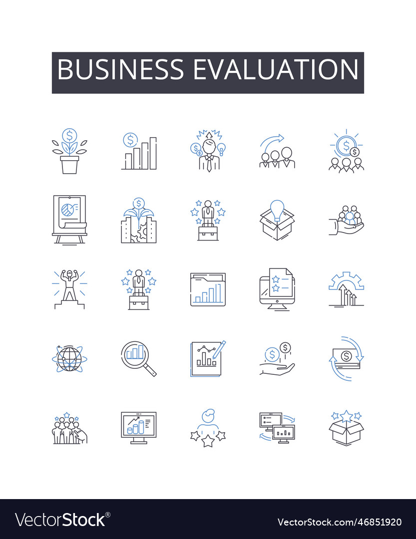 Business evaluation line icons collection Vector Image