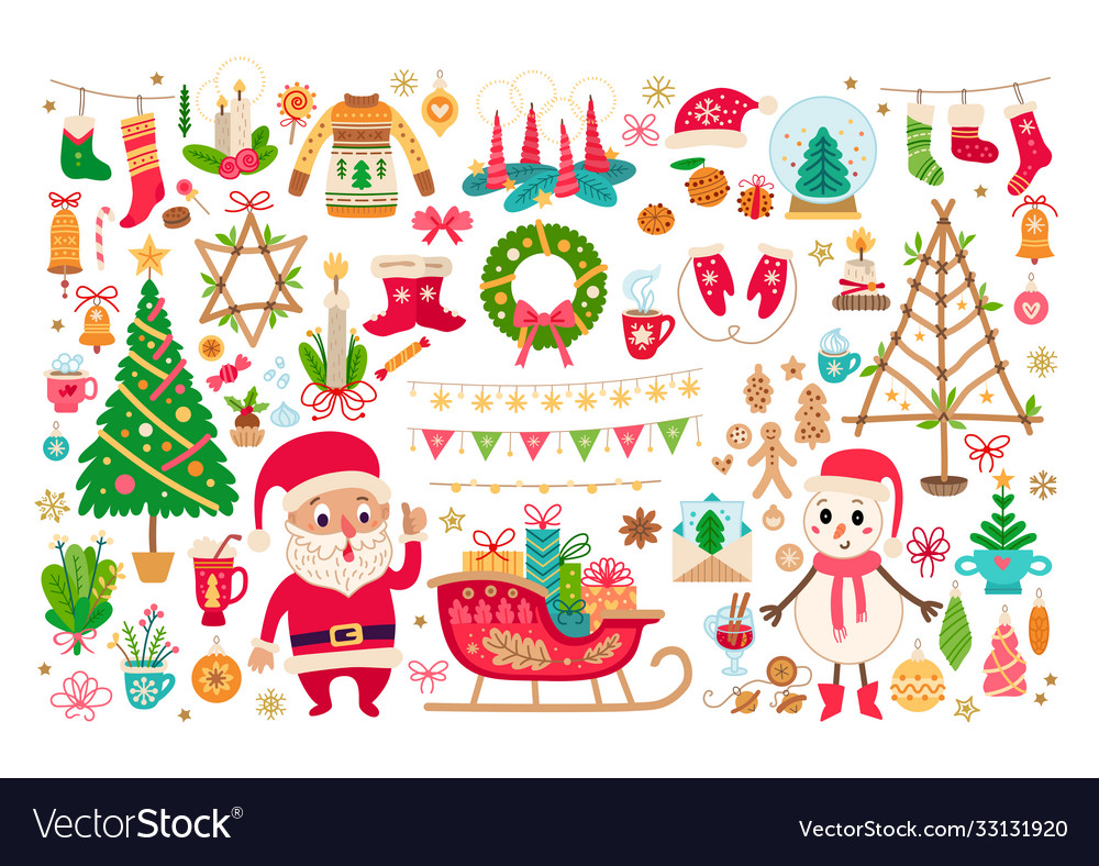 Christmas big set isolated on white background Vector Image