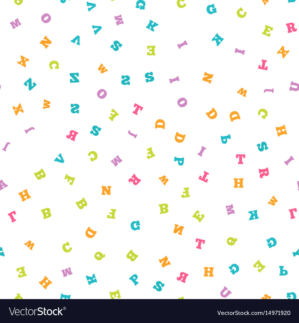 Colorful letter seamless pattern on white Vector Image Colorful letter seamless pattern on white Vector Image