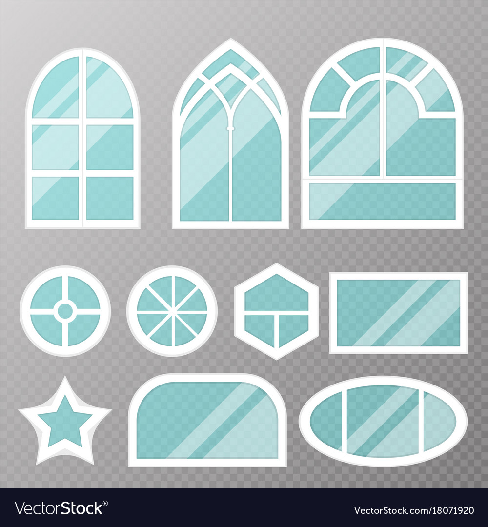 Different types house windows elements flat style Vector Image