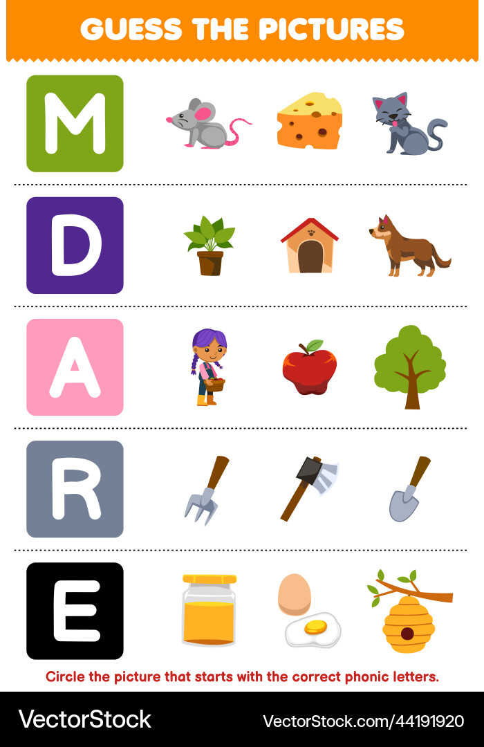 Education game for children guess the correct Vector Image