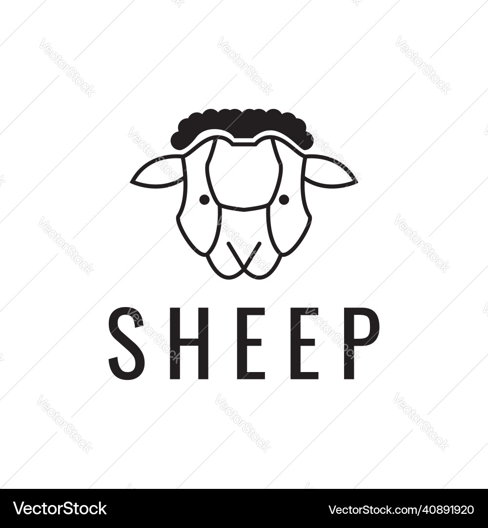 Face minimal sheep cartoon logo design graphic Vector Image