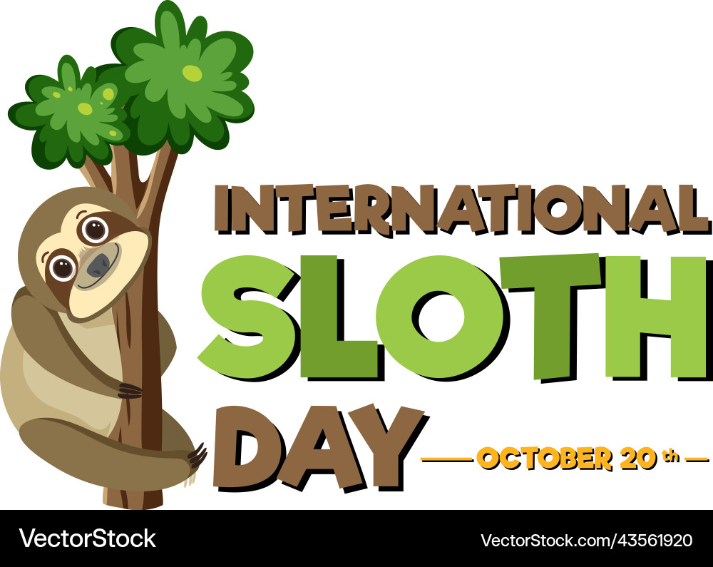 International sloth day banner concept Royalty Free Vector