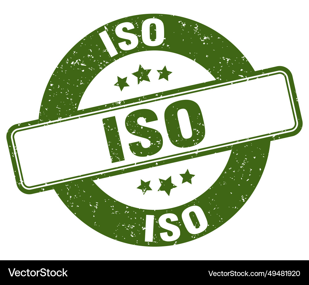 Iso stamp label round grunge sign Royalty Free Vector Image