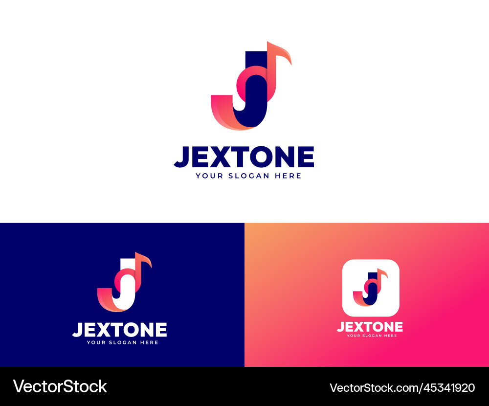 Letter j logo design with music note icon modern Vector Image