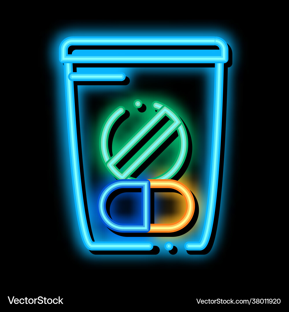 Medicine bag supplements neon glow icon Royalty Free Vector