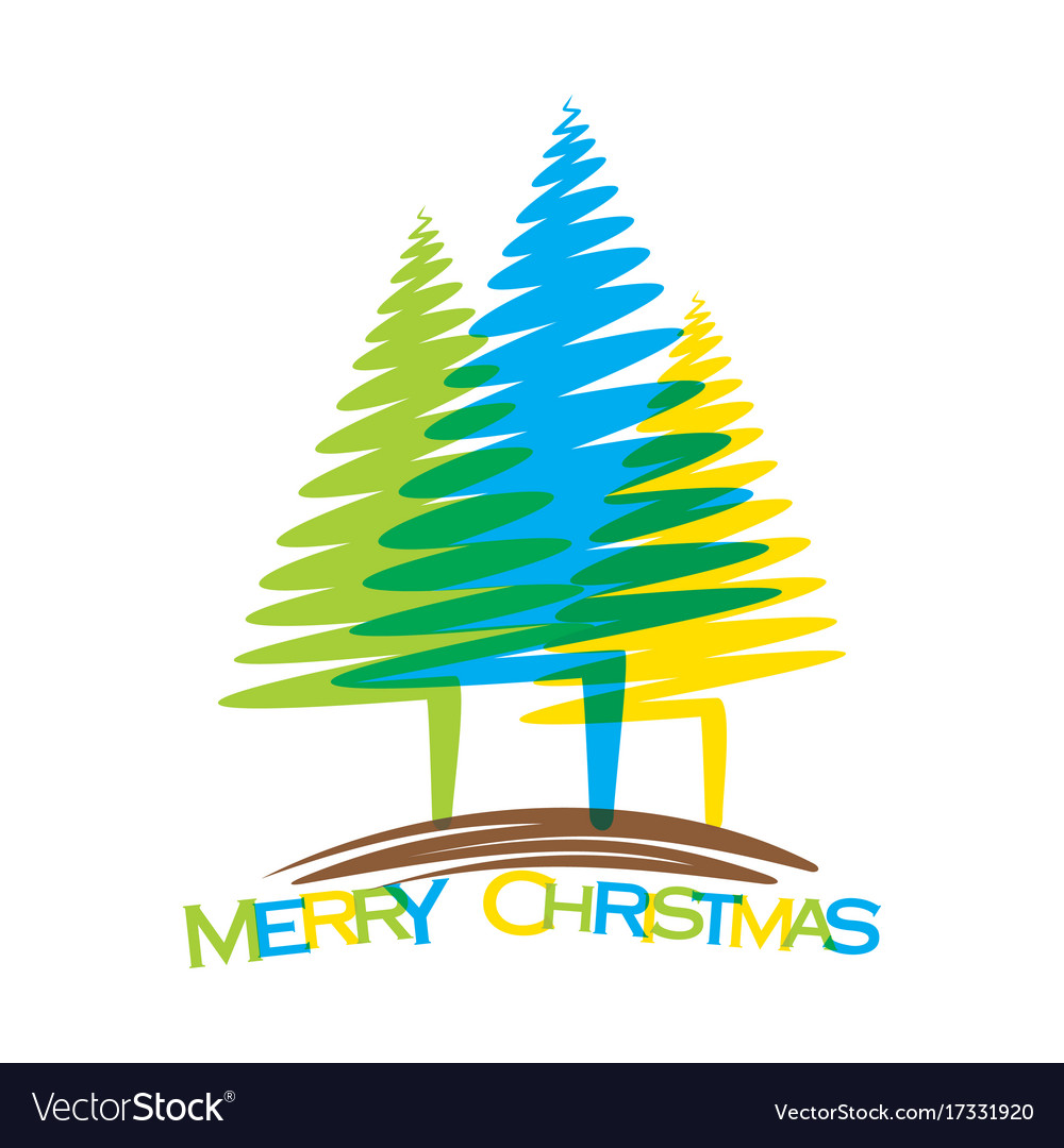 Merry christmas tree design Royalty Free Vector Image