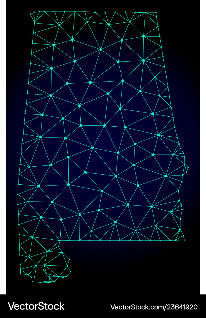 Polygonal network mesh map of alabama state Vector Image