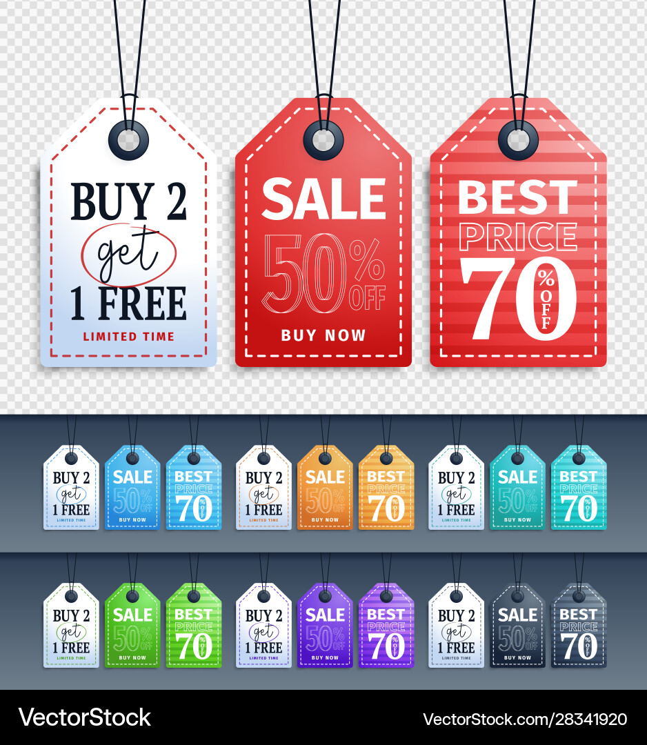 Sale tags design collection hanging Royalty Free Vector