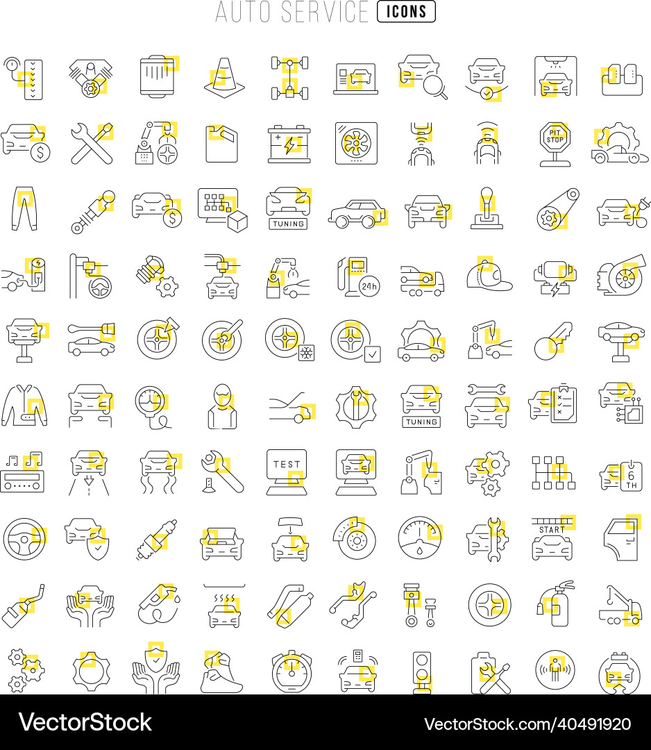 Set of linear icons auto service Royalty Free Vector Image