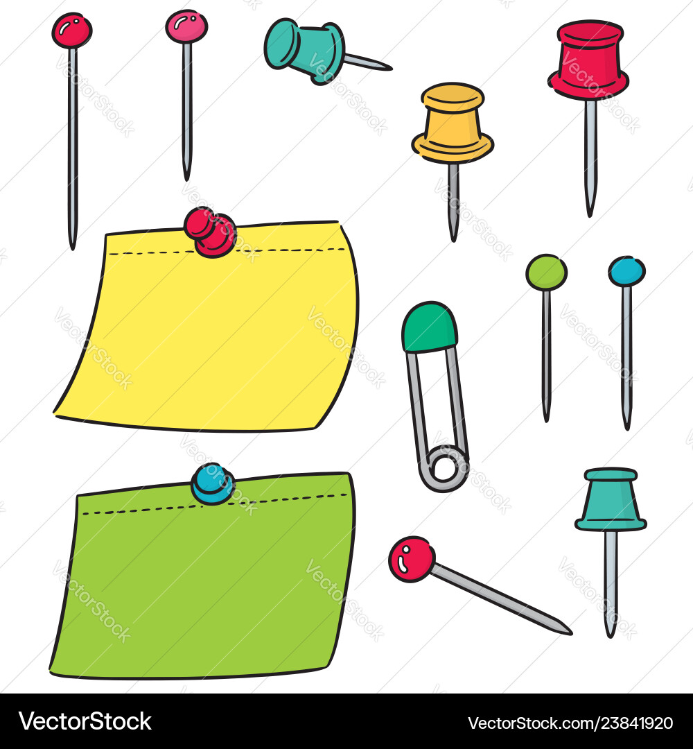Set of pin and memonote Royalty Free Vector Image