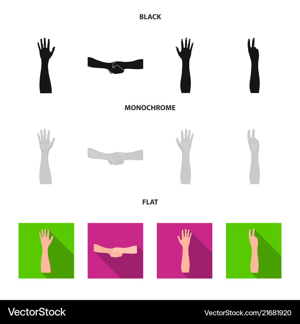 Sign language black flat monochrome icons in set Vector Image