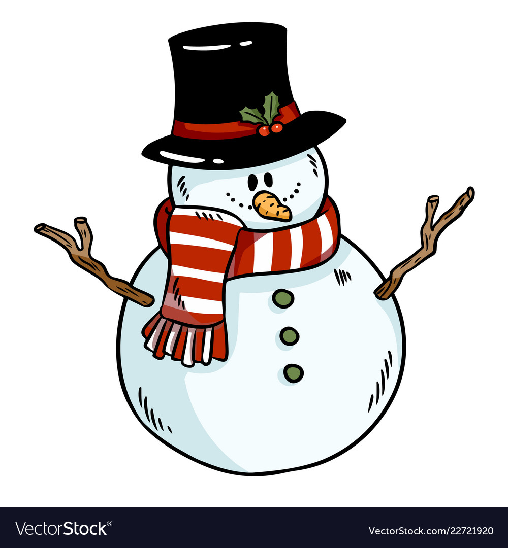 Snowman colorful doodle icon Royalty Free Vector Image