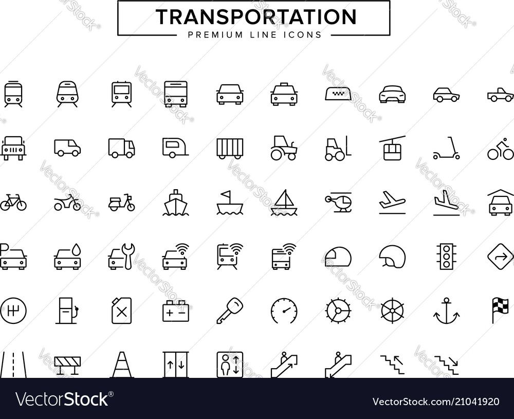 Transportation line icon set Royalty Free Vector Image