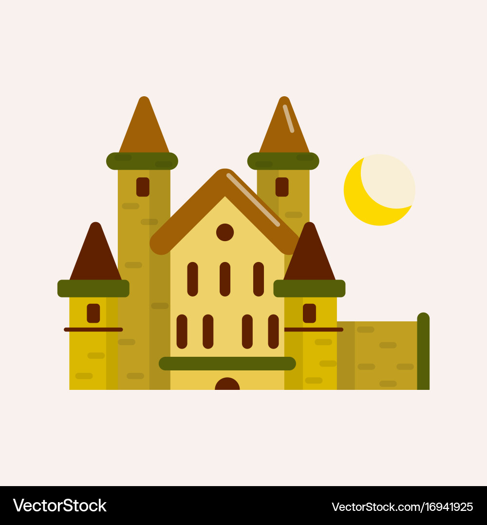 Ancient brick castle with cone roofs and yellow Vector Image