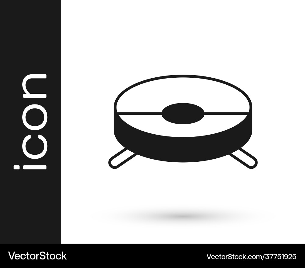 Black robot vacuum cleaner icon isolated on white Vector Image