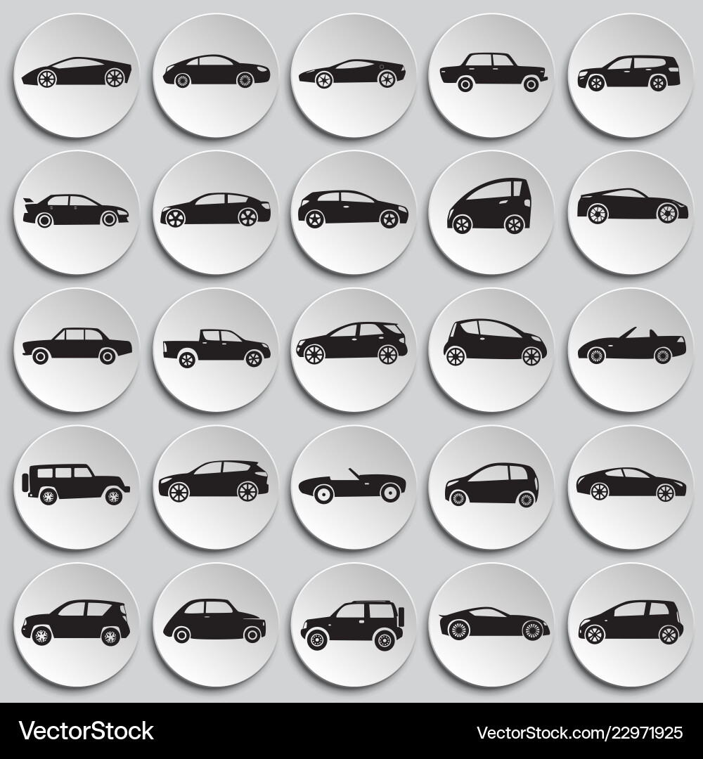 Cars collection set on plates background Vector Image