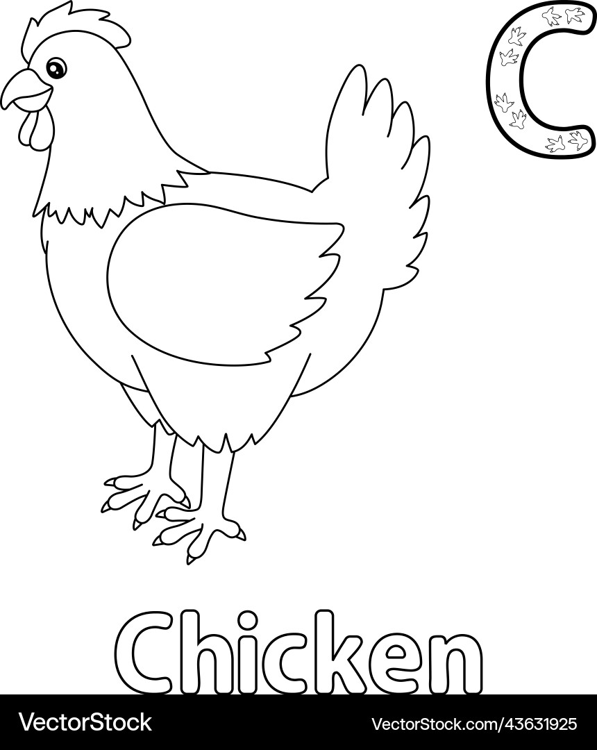 Chicken alphabet abc coloring page c Royalty Free Vector
