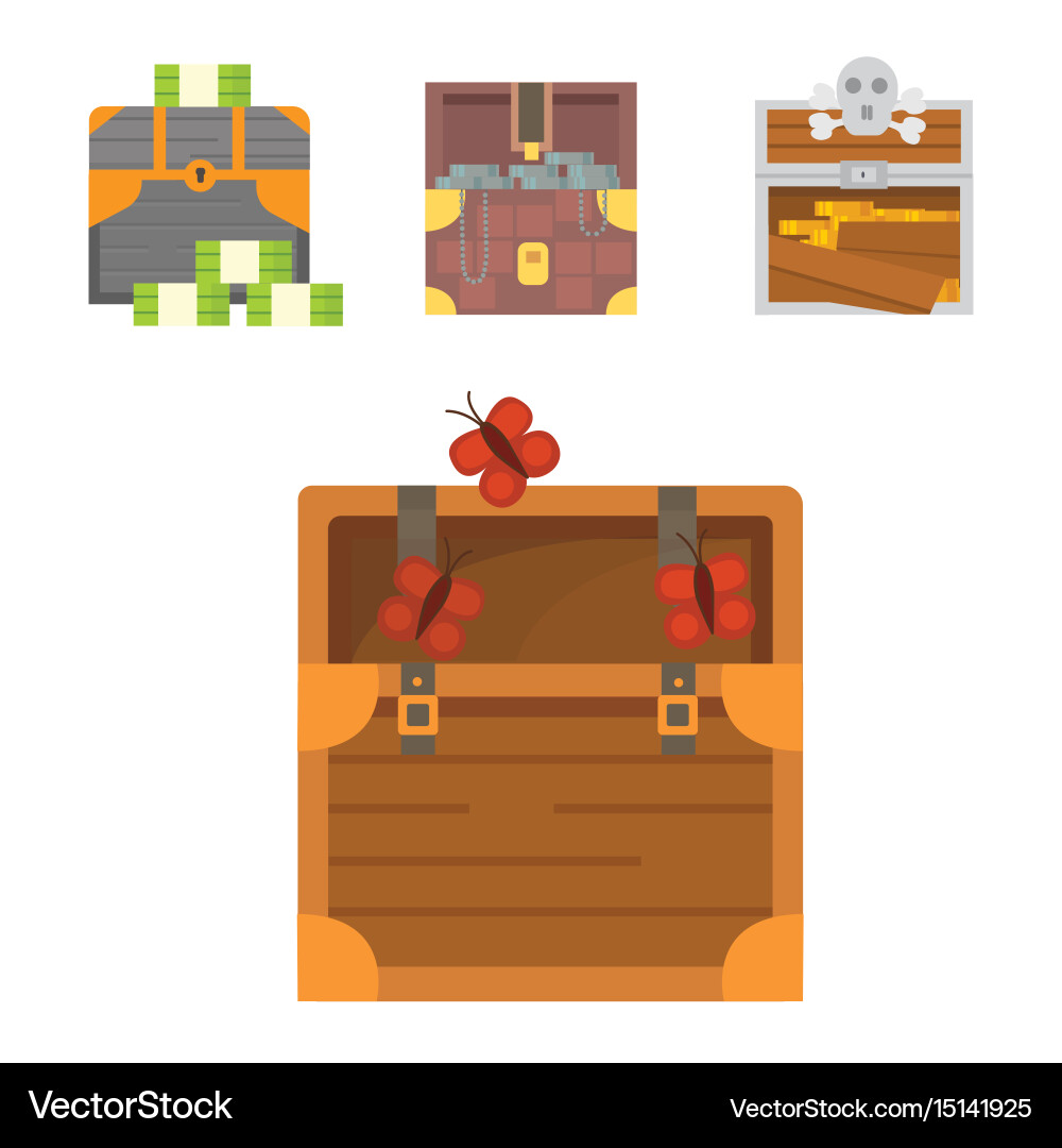 Cute set of different chests cartoon Royalty Free Vector