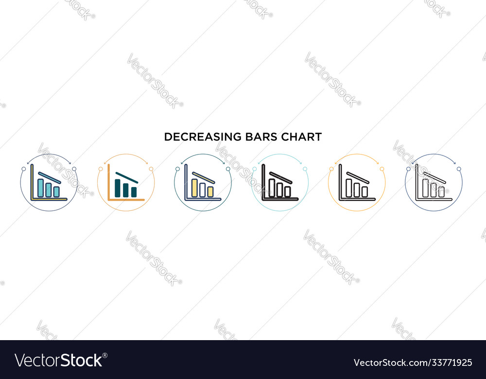 Decreasing bars chart icon in filled thin line Vector Image