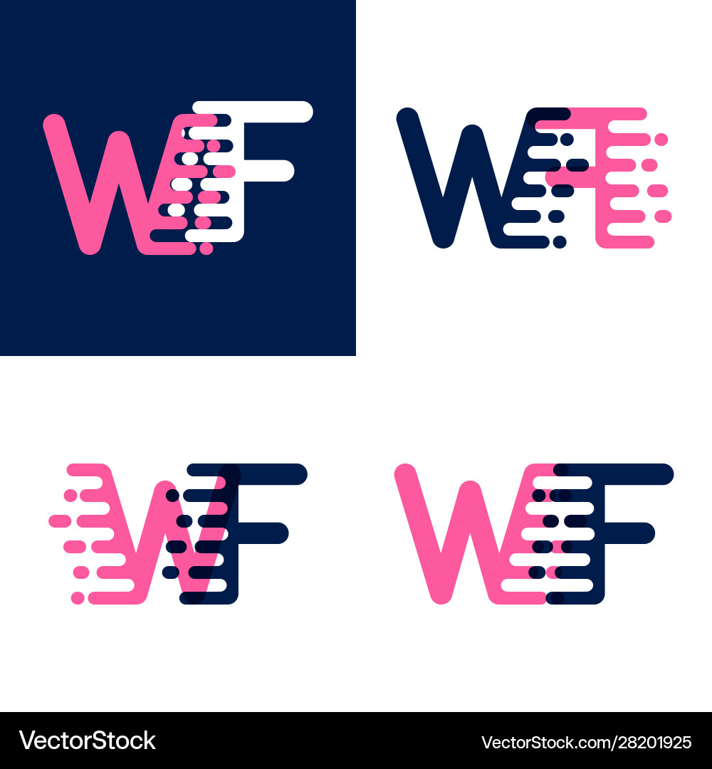 Fw letters logo with accent speed in pink Vector Image