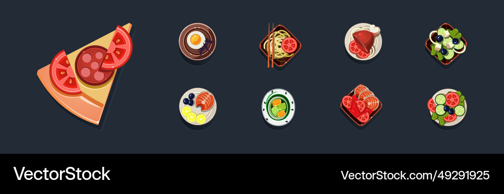 Game food icon and nutrition element set Vector Image