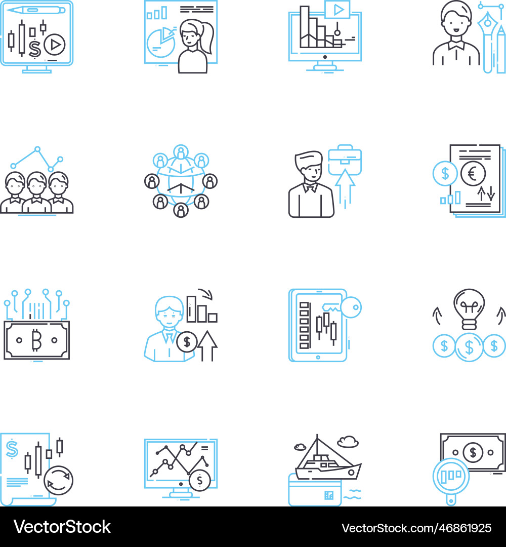 Investment concept linear icons set portfolio Vector Image