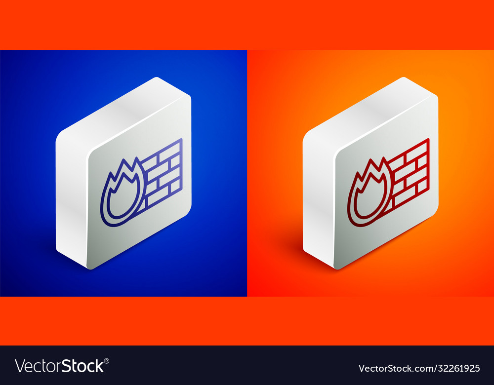 Isometric Line Firewall Security Wall Icon Vector Image