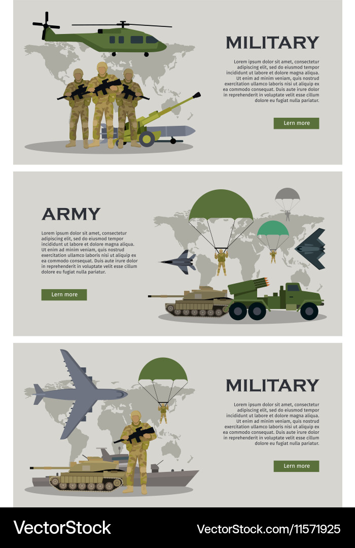 Military Infographic Banner with World Map Vector Image