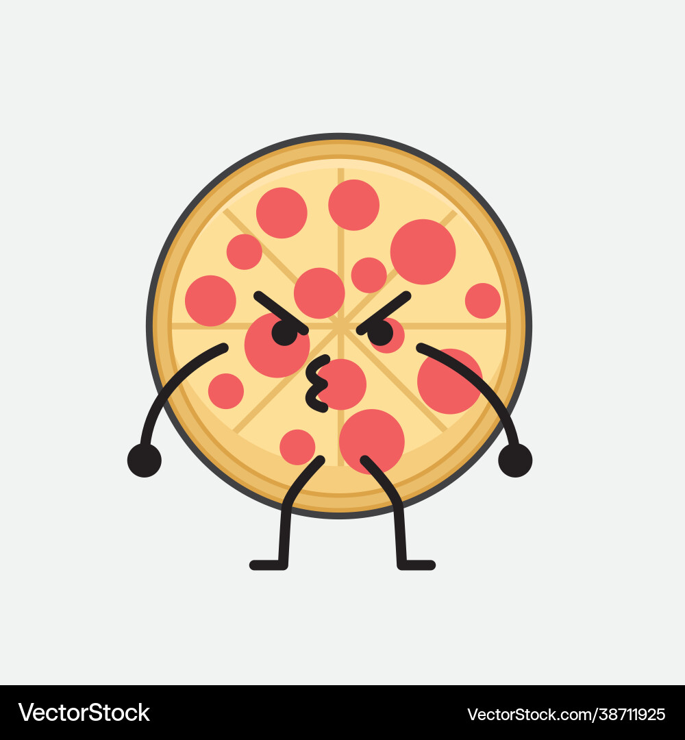 Pizza character with cute face and simple body Vector Image