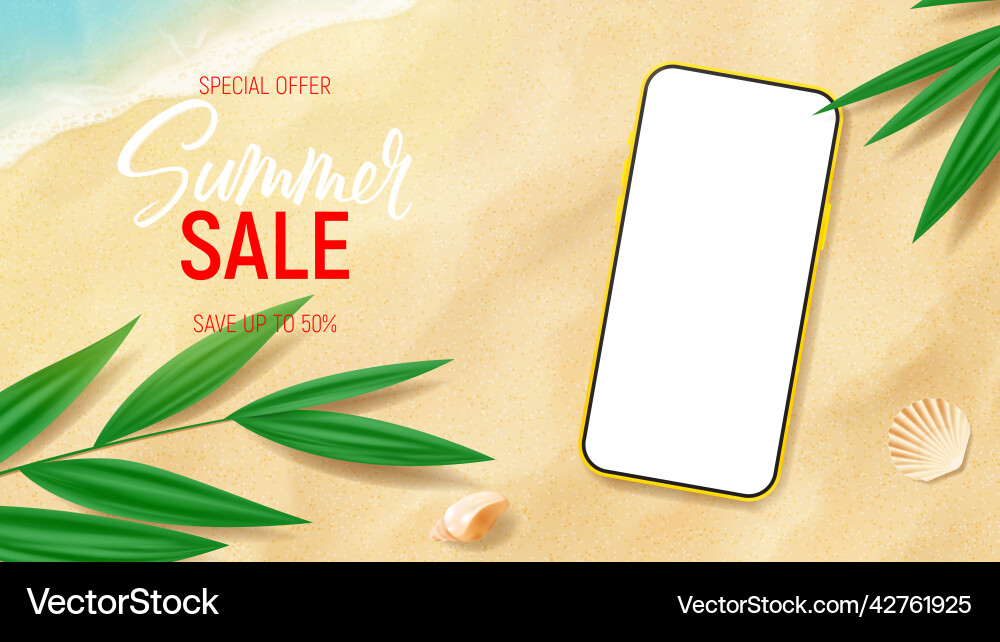 Summer sale ad banner template Royalty Free Vector Image