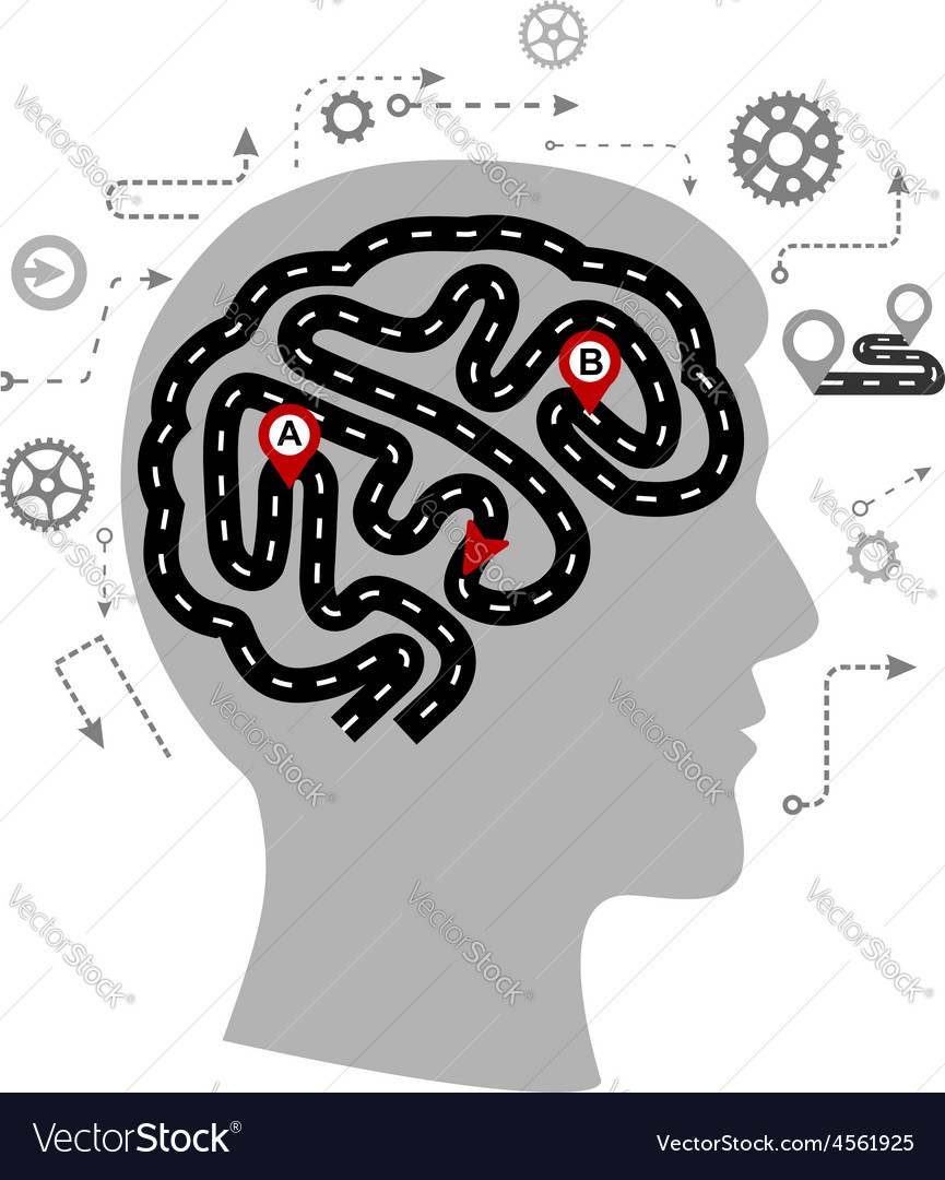 Thought processes a human brain Royalty Free Vector Image