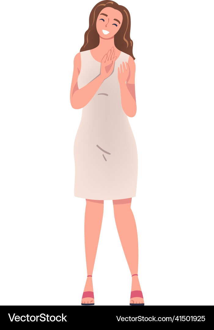 Woman character standing and clapping his hands Vector Image