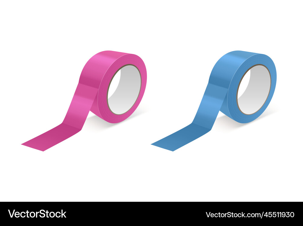 3d realistic glossy pink and blue tape roll Vector Image