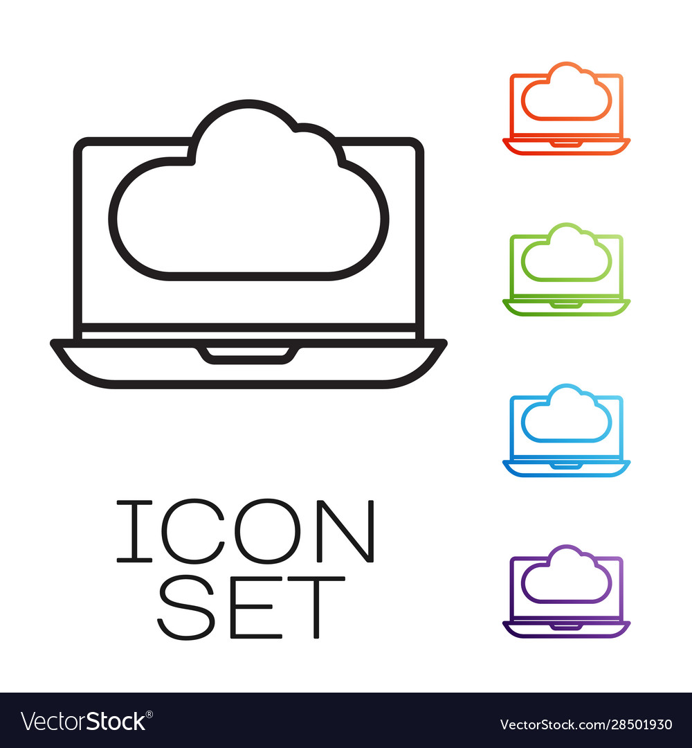 Black line cloud technology data transfer Vector Image