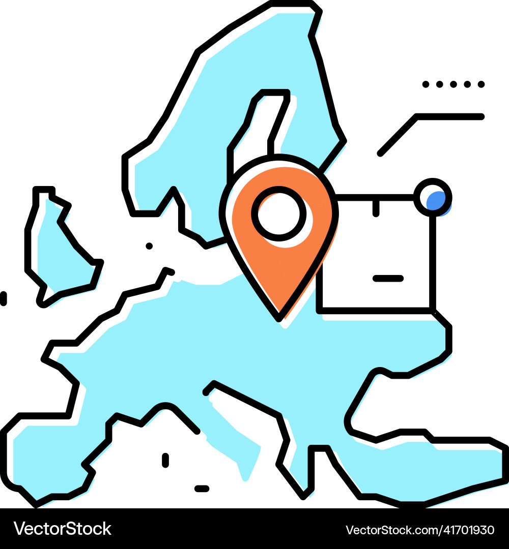 Europe shipment tracking color icon Royalty Free Vector