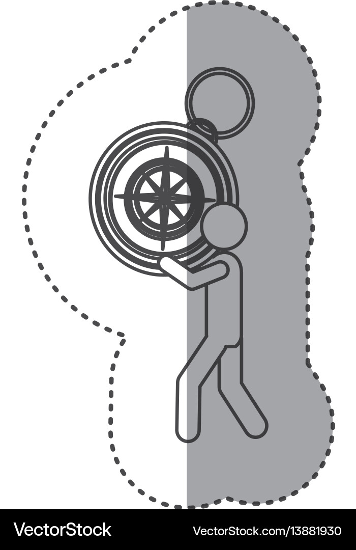 Figure person with compass in his hands Royalty Free Vector