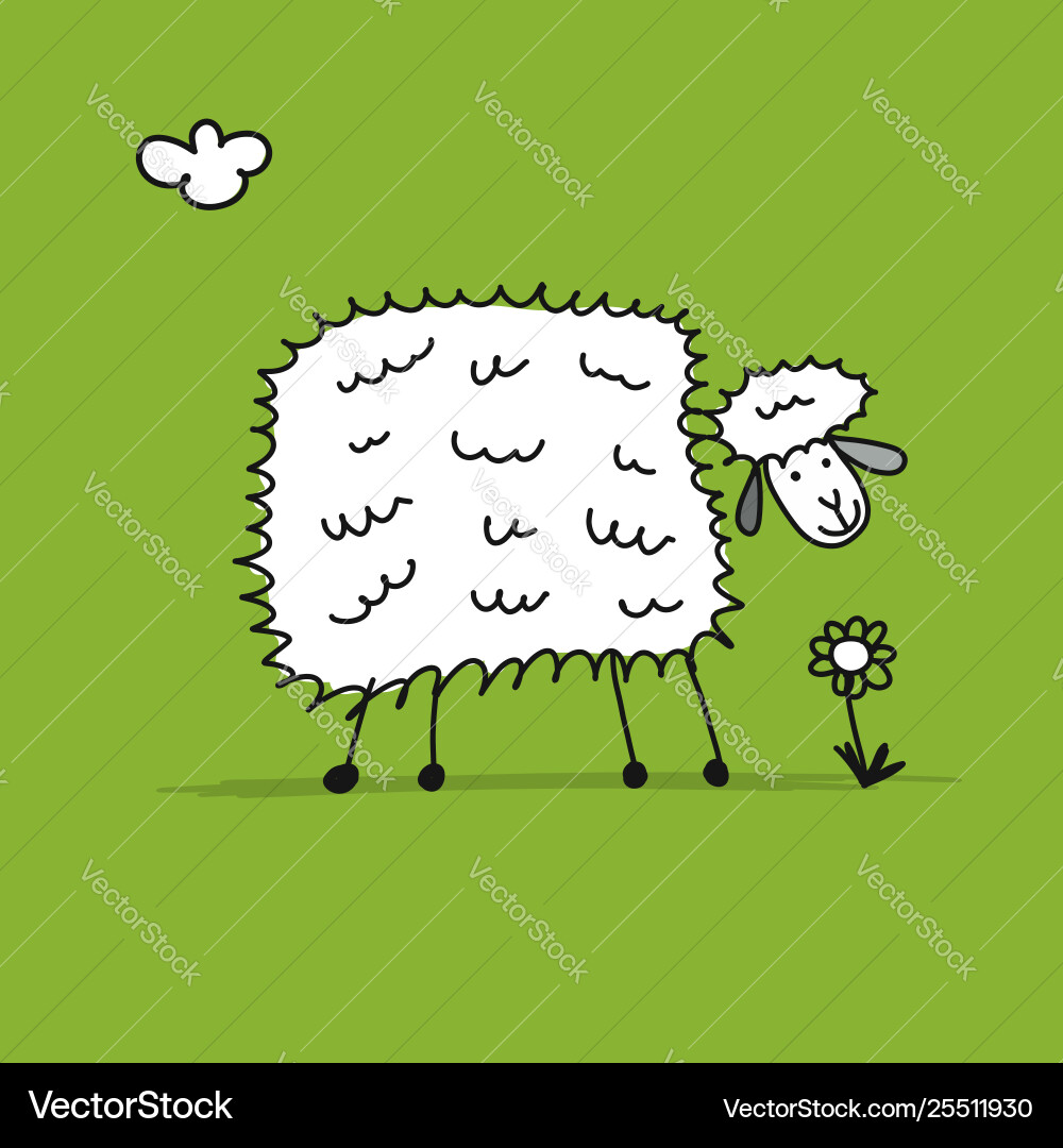 Funny sheep sketch for your design Royalty Free Vector Image