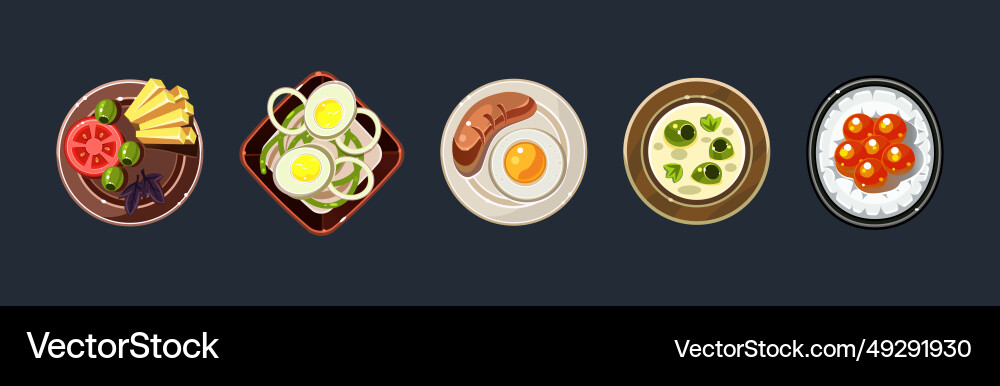Game food icon and nutrition element set Vector Image
