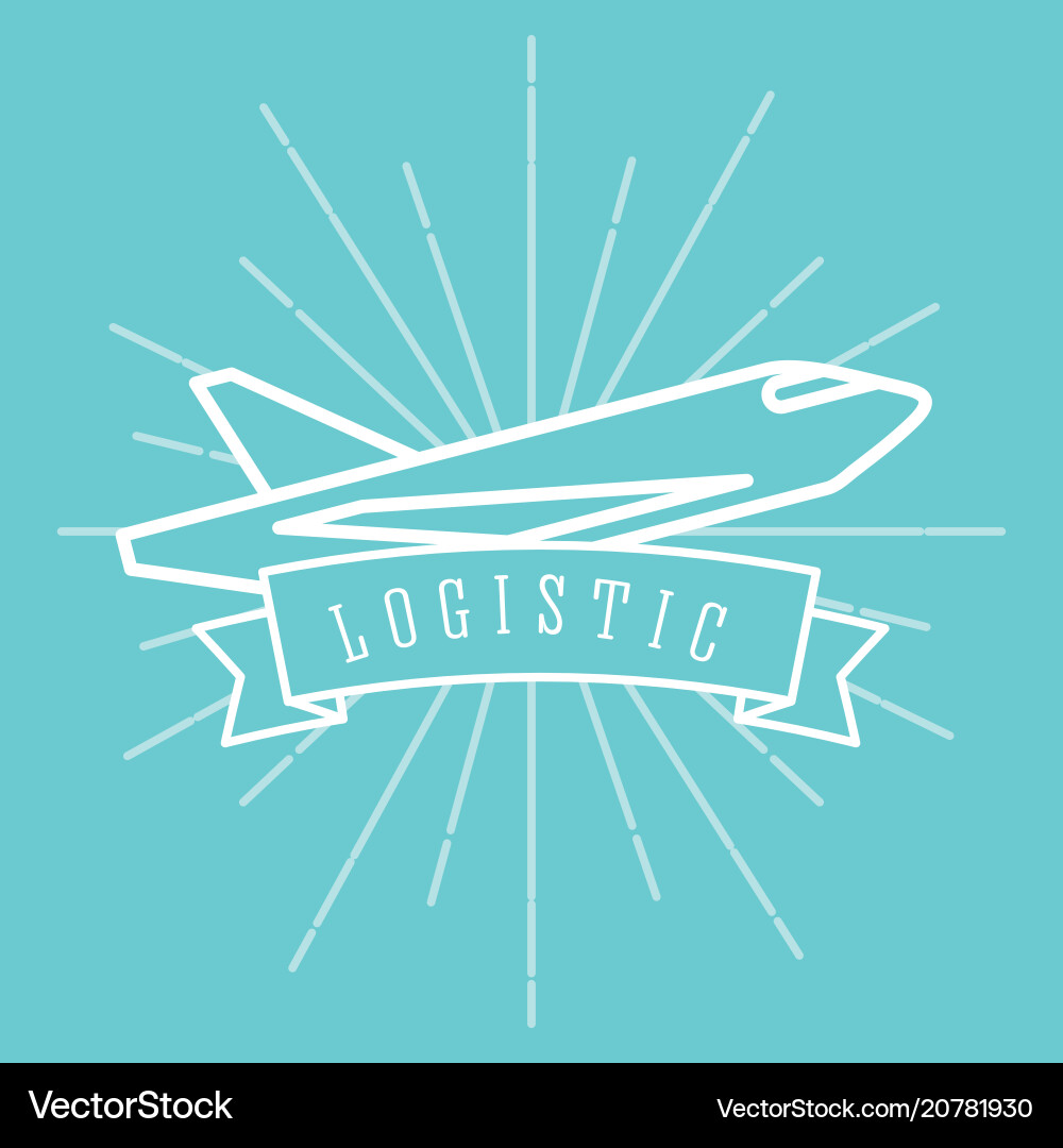 Logistic airplane transport delivery cargo emblem Vector Image