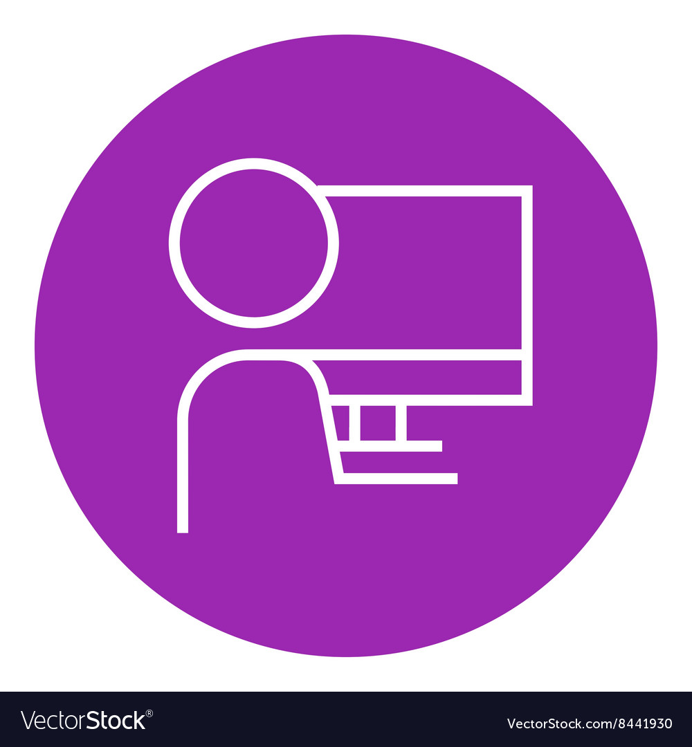 Man working at his computer line icon Royalty Free Vector