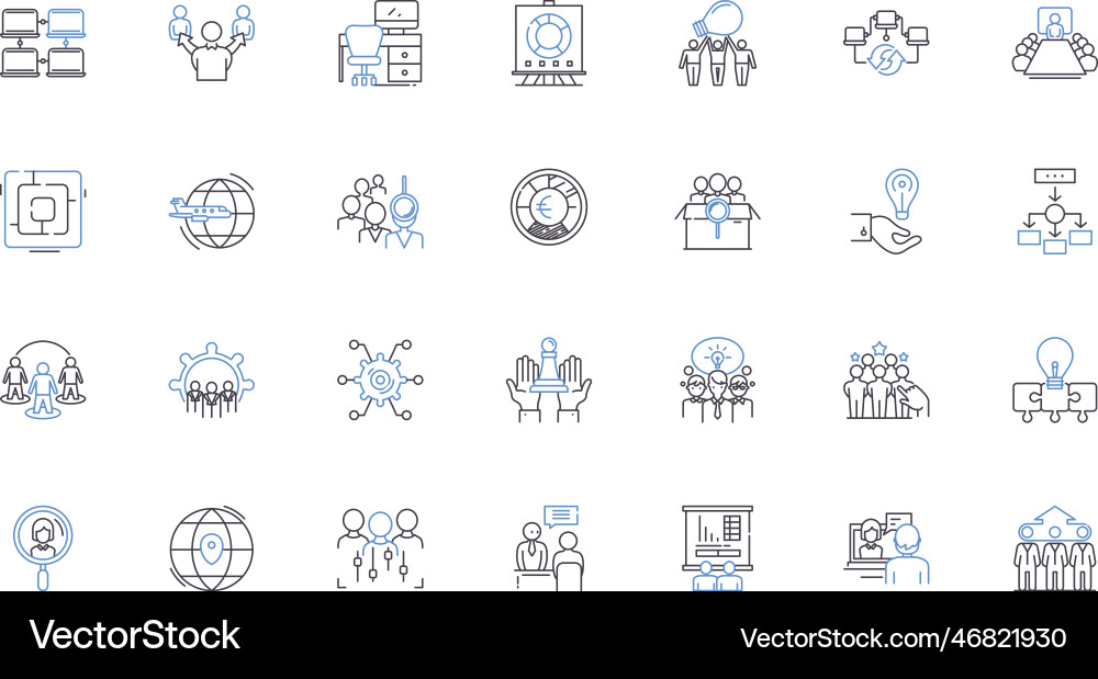 Management summit line icons collection Royalty Free Vector