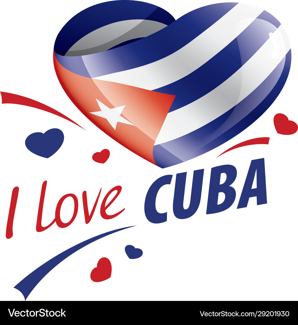 National flag cuba in shape a heart Royalty Free Vector