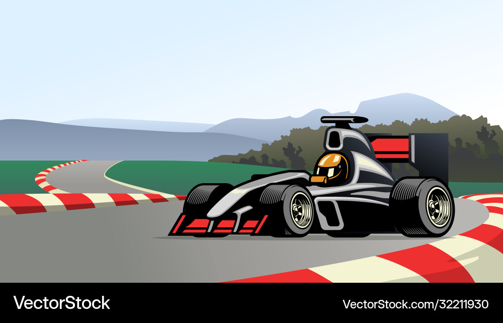 Racing formula car on circuit track Royalty Free Vector