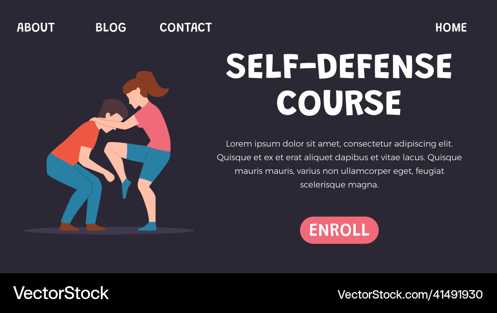 Self-defense course for women banner layout flat Vector Image
