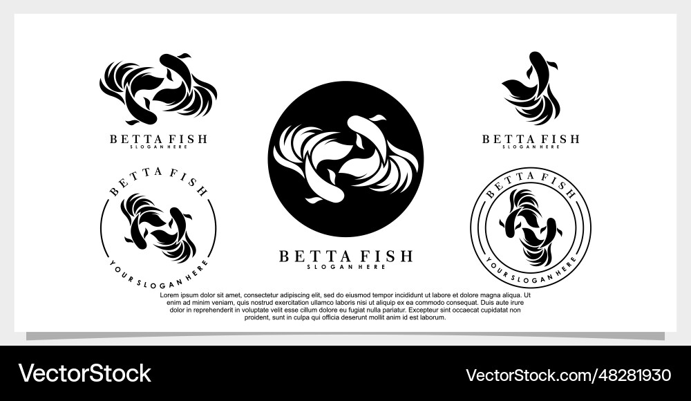 Set of betta fish logo design with template Vector Image