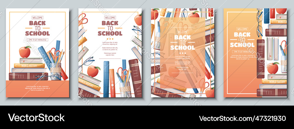 Set of flyer template with school accessories Vector Image